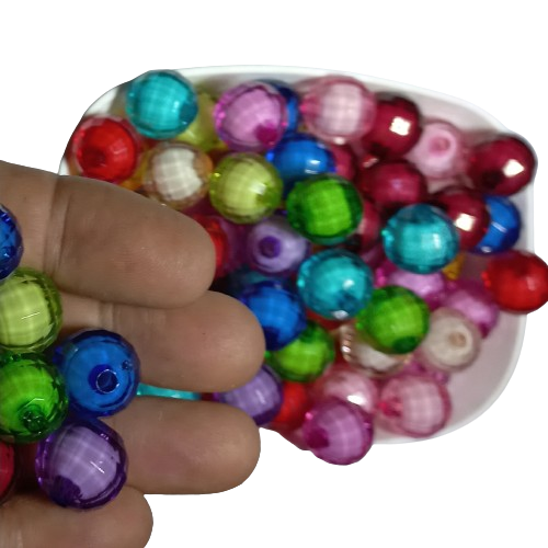 STRINGING HOLE ROUND BEADS, 16 MM, ASSORTED COLORS WITH TRANSPARENT ...