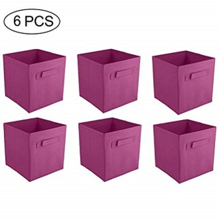 Pack of 1,2,3,4,5.6 Foldable Fabric Storage Box Square Bins Cloth ...
