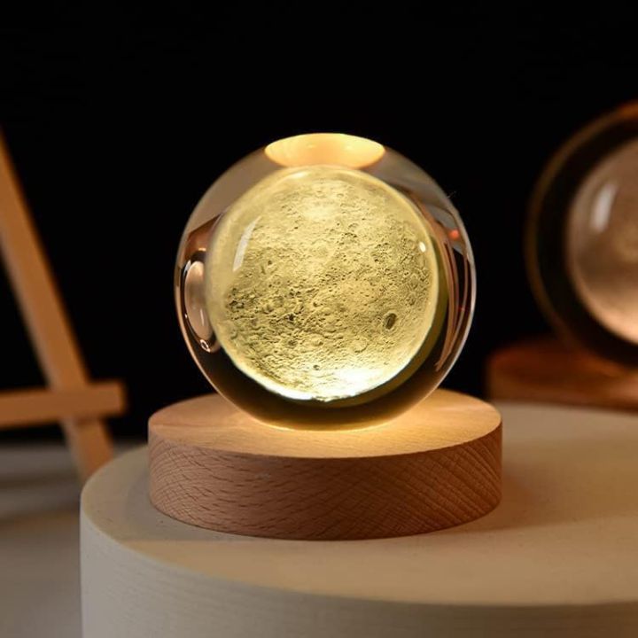USB LED Night Light, Galaxy Crystal Ball Lamp, 3D Planet Moon Lamp for ...