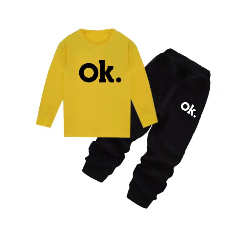 new summer collection kids track suit for boys and girls black ok print ...