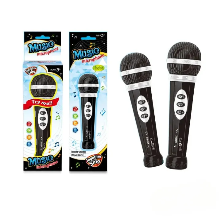 Electric Musical Microphone Mic Toy Wireless Karaoke For kids Black ...