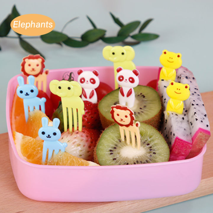Mini Kids Animal Farm Fruit Fork Cartoon Snack Cake Dessert Food Fruit ...
