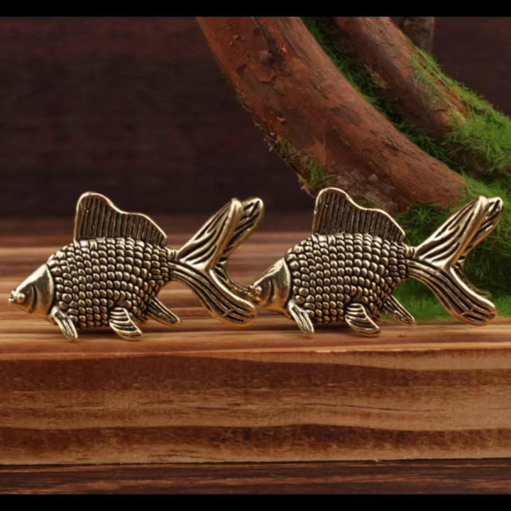 Retro Miniature Goldfish Decor Brass Lucky Charm Sculpture Lucky ...