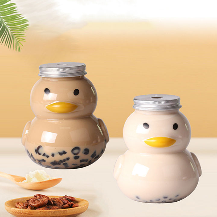 500ml Transparent Bottles Cute Duck Shape Disposable Drink Containers ...