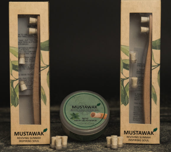 Mustawak Miswak Kit - 2 Miswak Brushes, 1 Mint Miswak Powder, & 8 ...