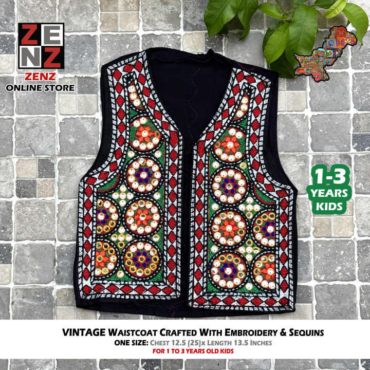 Sindhi Waistcoat Koti for Baby Girls Boys crafted with Embroidery ...