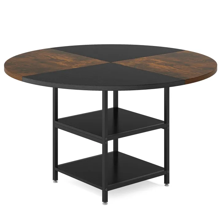 Round Dining Table, 47" Kitchen Dinner Table with Storage Shelf | Daraz.pk