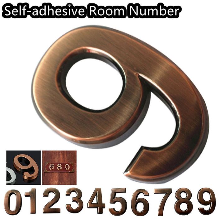 1 PC 0-9 Bronze ABS Plastic Self-adhesive Address Sign Digits Sticker ...