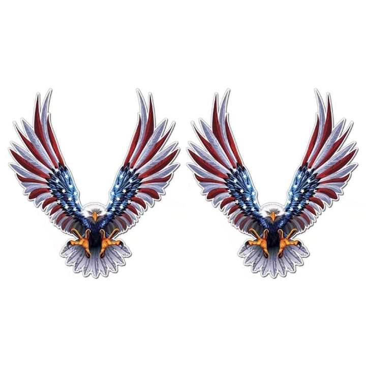 2X Car Decal Flying Hawk Auto Truck USA Eagle PET Flag Sticker Hood ...