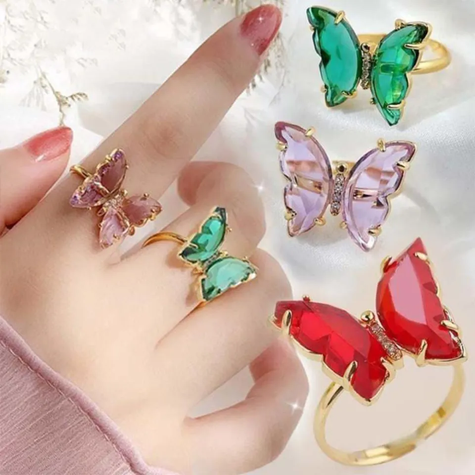 Pack Of 04 butterfly ring new design ring latest design ring Pack Of 10 butterfly ring new design ring latest design ring Crystal Butterfly Ring Daraz.pk