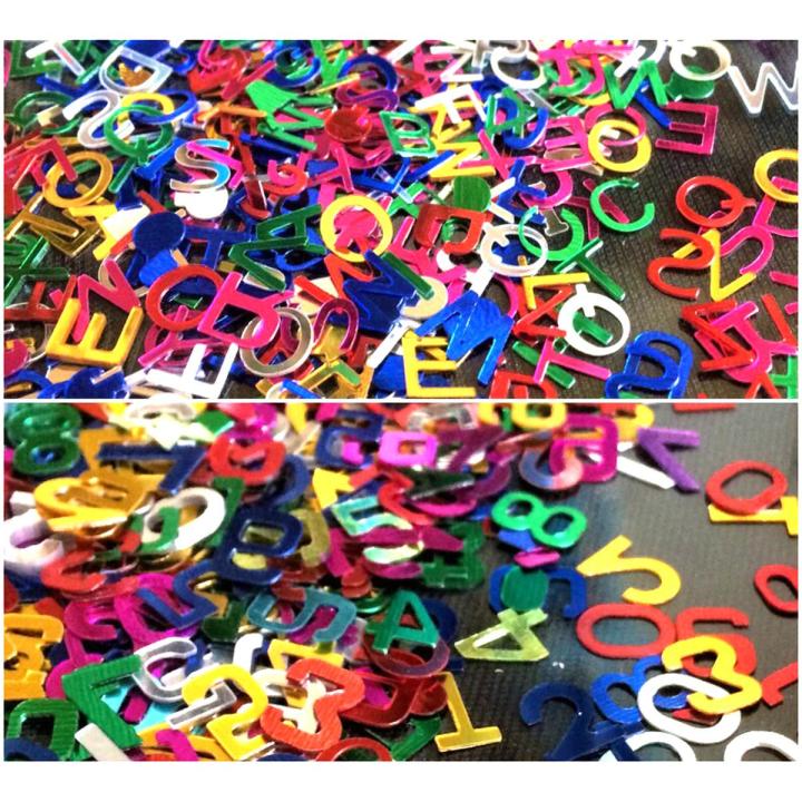 20 Grams Mixed Alphabet Letters and Numbers Digits Sequin (8mm) Cute ...
