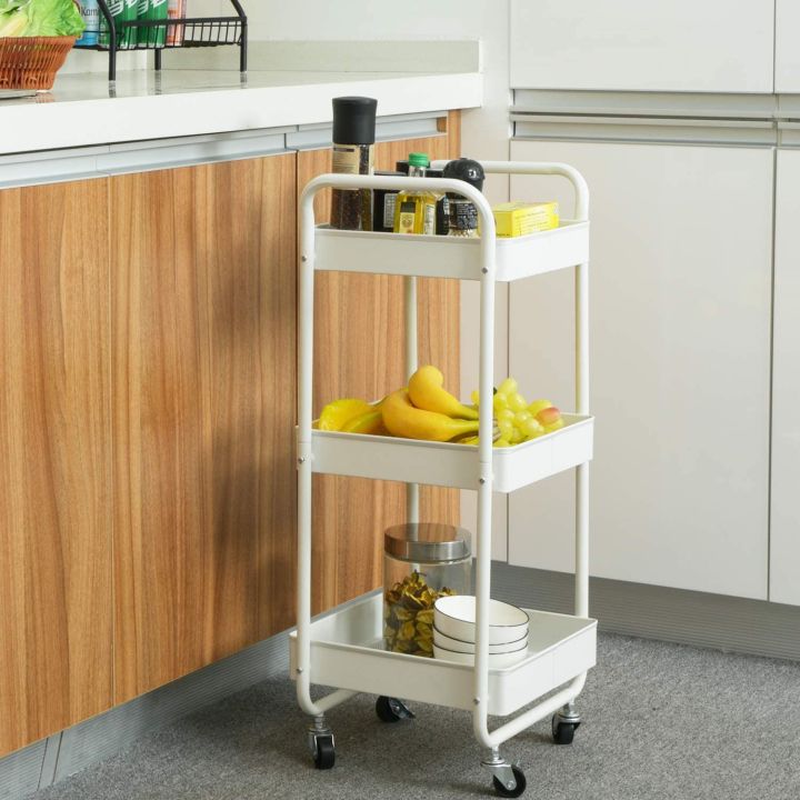 3-Tier Wheeled Kitchen Cart Trolley, 3-Tier Multipurposed Vegetables ...