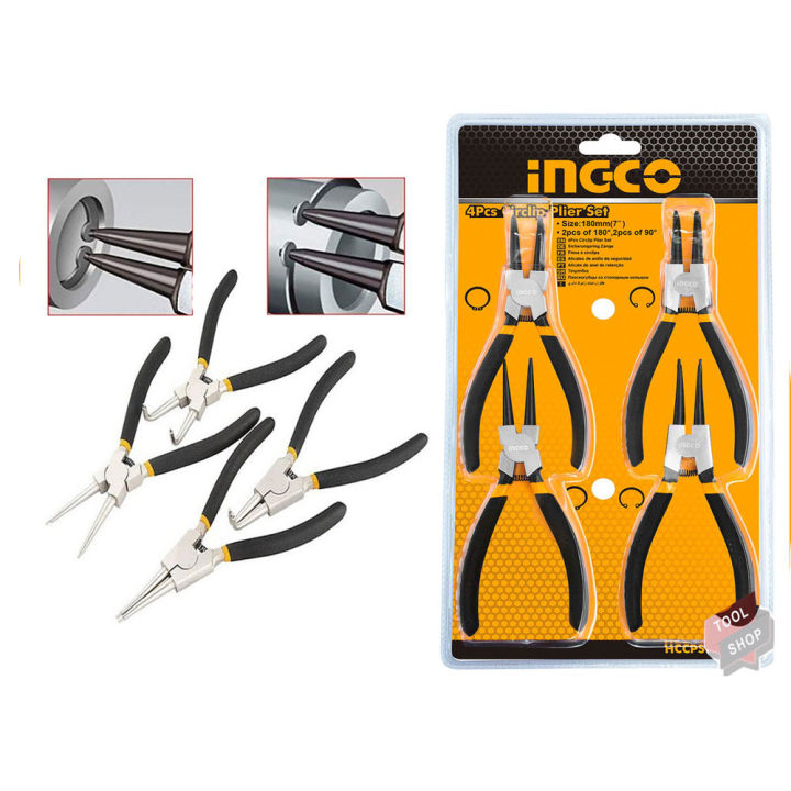 ingco 4pcs circlip plier set - 7 inch HCCPS01180 | Daraz.pk