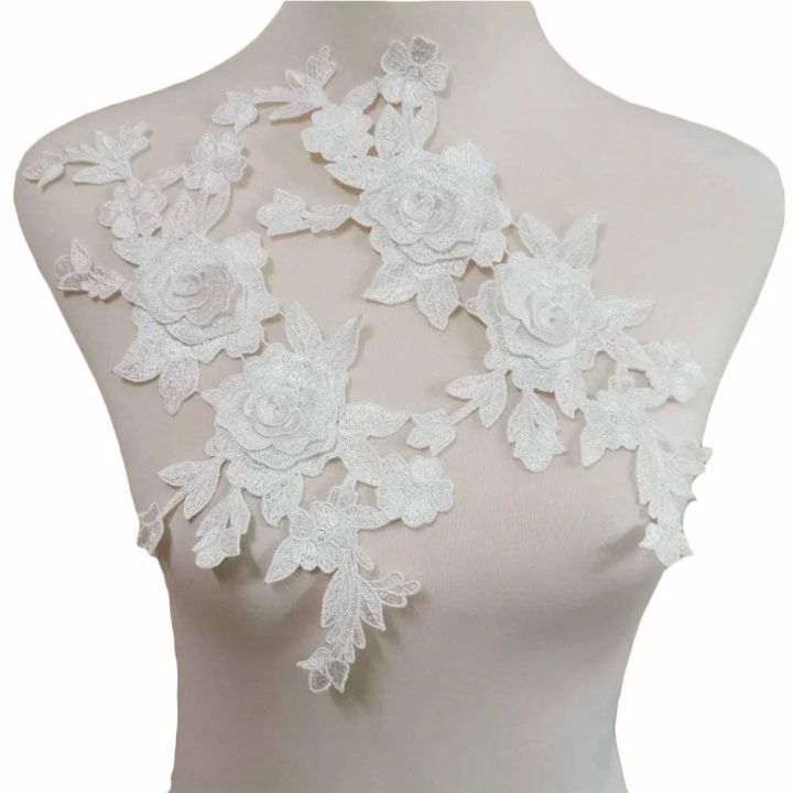 Exquisite Rose Flower Applique Handmade Lace Fabric Cloth Patch DIY ...