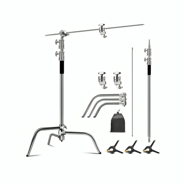 PakJAStore Comprehensive C-Stand Kit with Adjustable Arms, Clamps, and ...