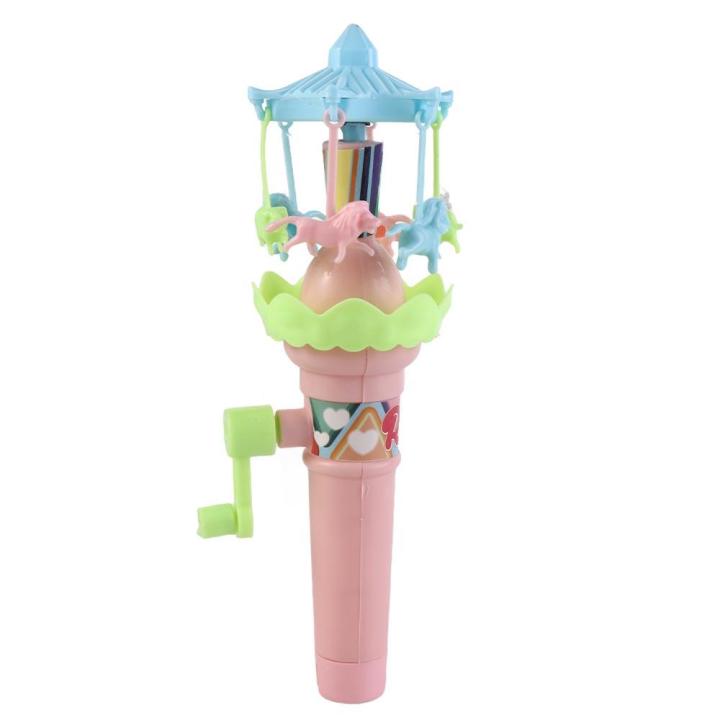 Fun LED Lights Hand Cranked Rotating Toy Glowing Interactive Merry-Go ...