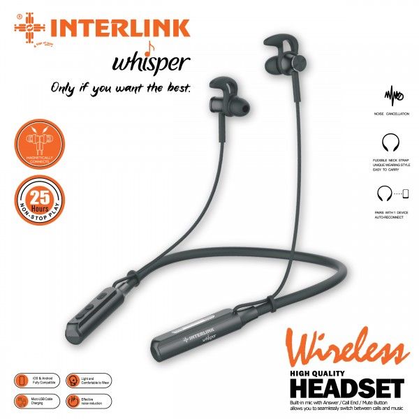Interlink whisper neckband|Bluetooth earphones Sound Master | Daraz.pk