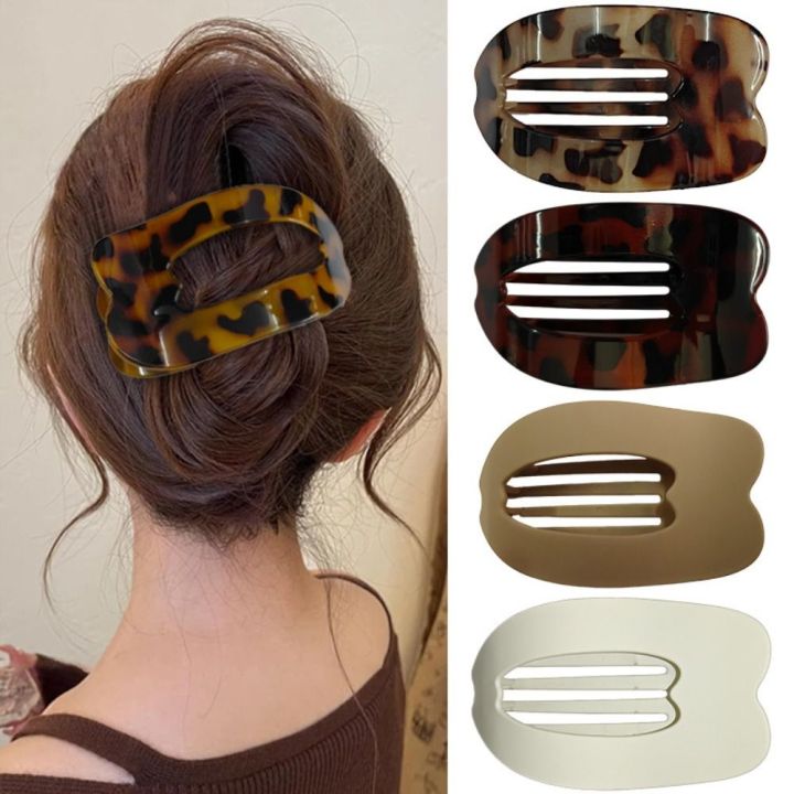 Korean Style Oval Hair Clips Matte Leopard Duckbill Clip Acrylic ...