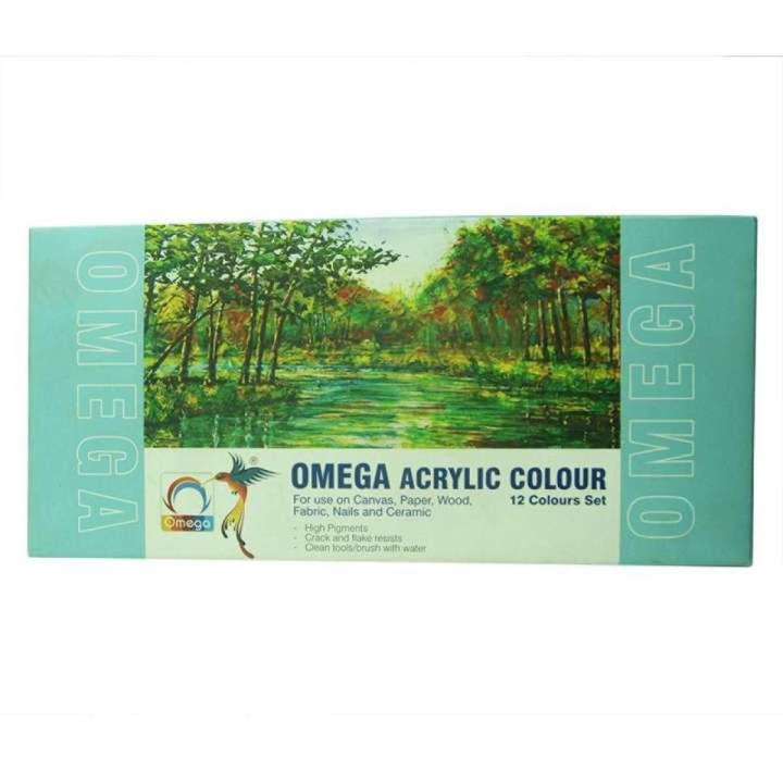 Omega Acrylic Paints 12 Colors | Daraz.pk