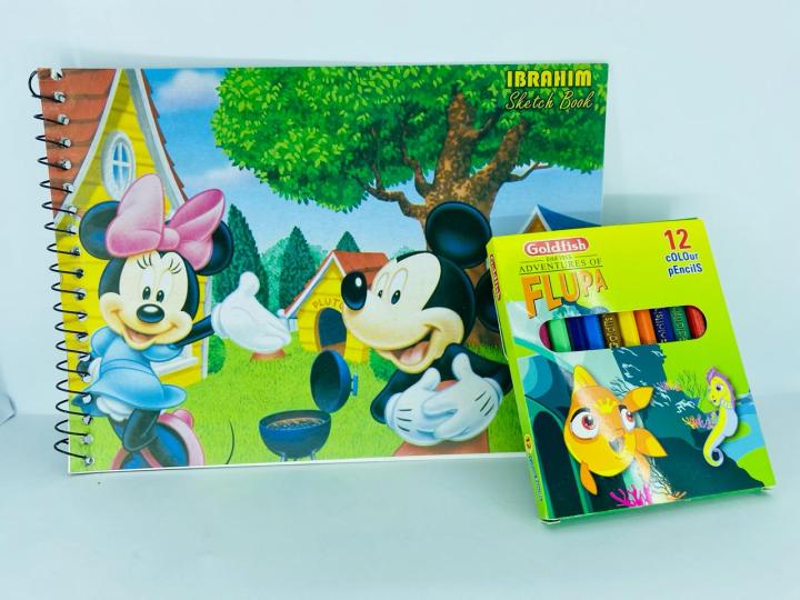 A5 Drawing Pad with Goldfish Pencil Colours | Daraz.pk