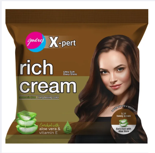 Godrej Rich Creme Hair Color Sachet Honey Brown - Ultra Soft & Deep ...