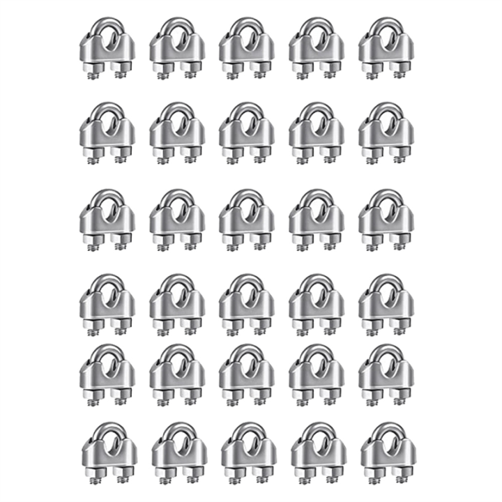 30PCS M3 Stainless Steel Wire Rope Cable Clip Clamp For Wire Rope ...