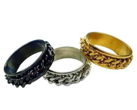 Silver Black Gold Stainless Steel Spinner Chain Ring For Men and Boys ...
