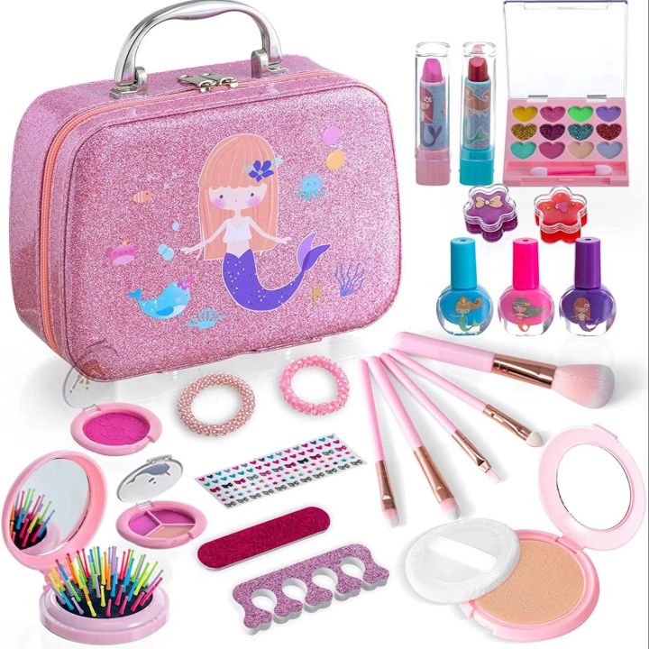 Kids Real Makeup Skin Friendly Cosmetic Fashion Beauty Set Pretend Play ...