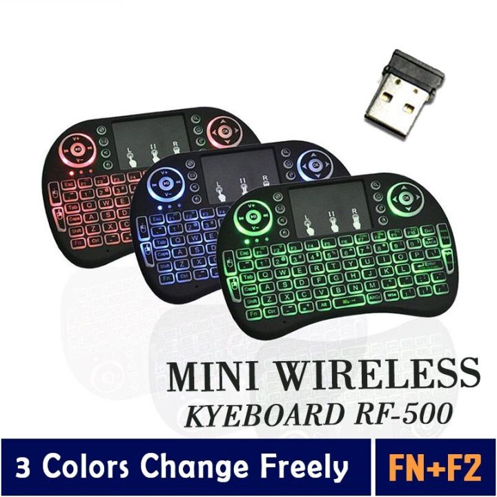 Mini Wireless Keyboard RF-500 with 3 Color RGB Backlit, 2.4GHz ...