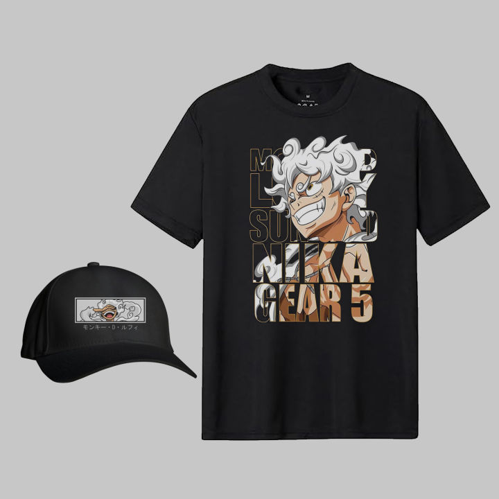 Anime Onepiece character monkey d luffy design cap + tshirt pack of 2 ...