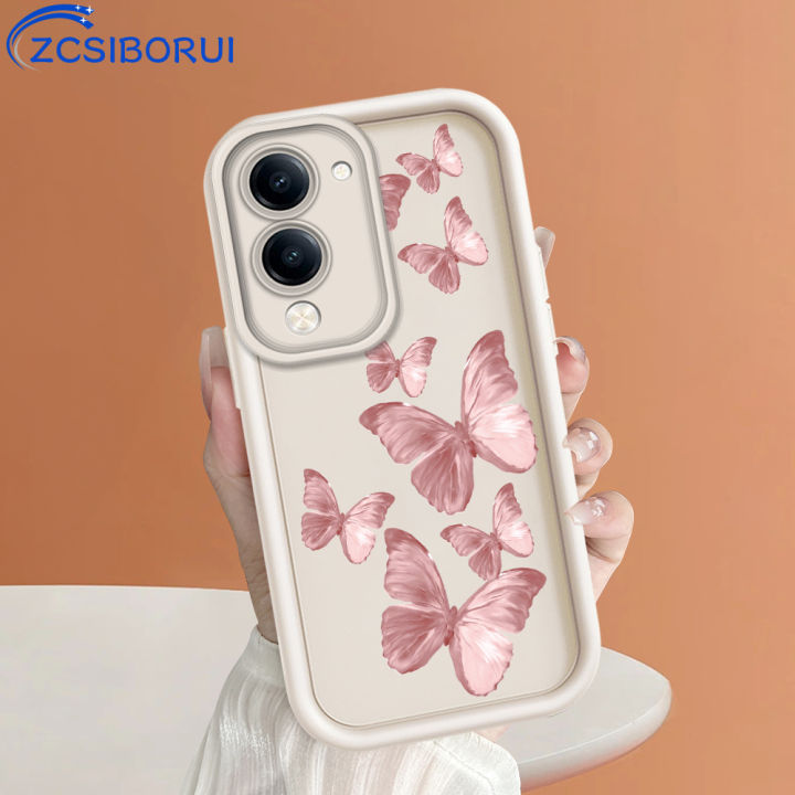 ZCSIBORUI for Vivo Y04 Y29S 5G Back Cover Coral Pink butterfly Pattern ...