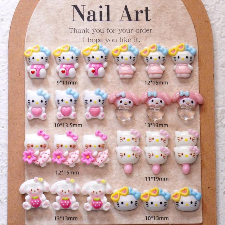 10Pcs Mini Cartoon Sanrio Hello Kitty Nail Charm Nail Art Decoration ...