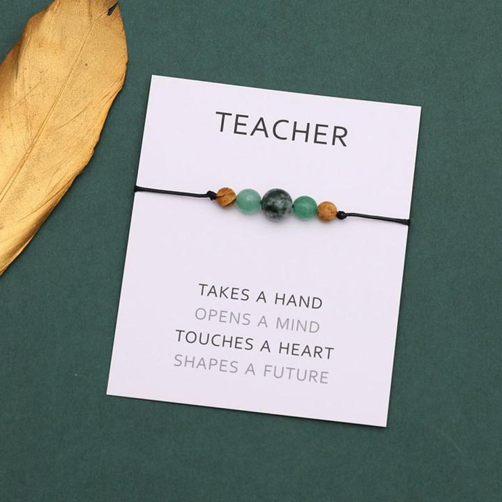 Teacher Wish Bracelet Green Jasper Bead Friendship Bracelet End of ...