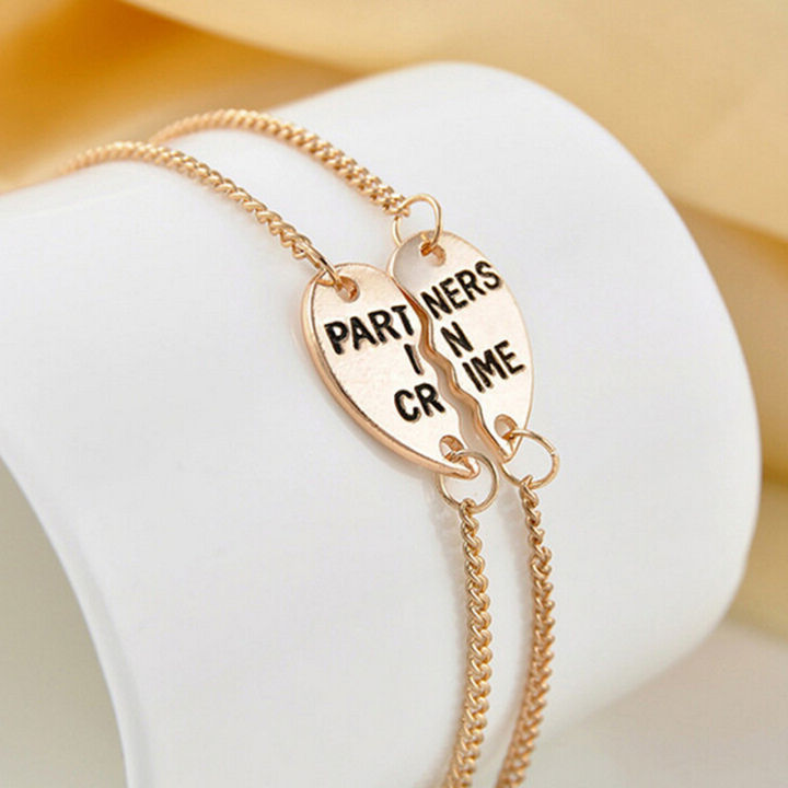 【Hot】2 Pcs Best Friends Forever Split Heart Pendant Bracelet Set for ...