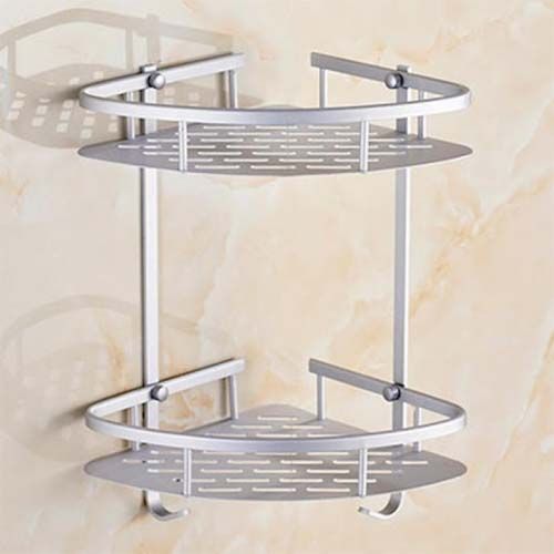 Wall Mounted Aluminium Bathroom Corner Rack 2 Layer | Daraz.pk