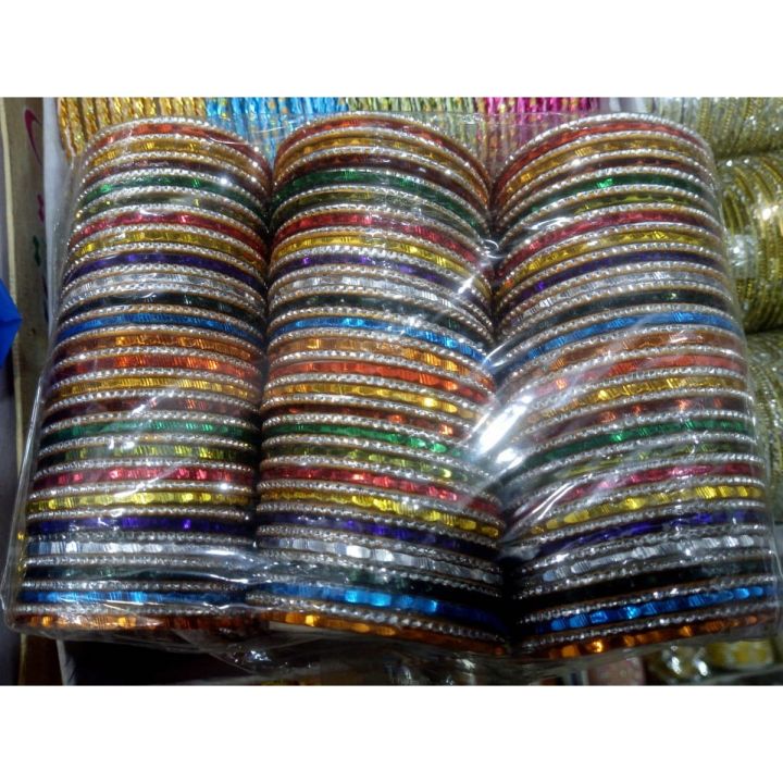 Fancy Metal bangles Multi color 24 bangles pack | Daraz.pk