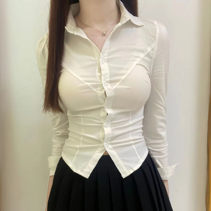Hot Girl JK Uniform Slim-Fit Top Design Sexy Tight Short-Sleeved Shirt ...