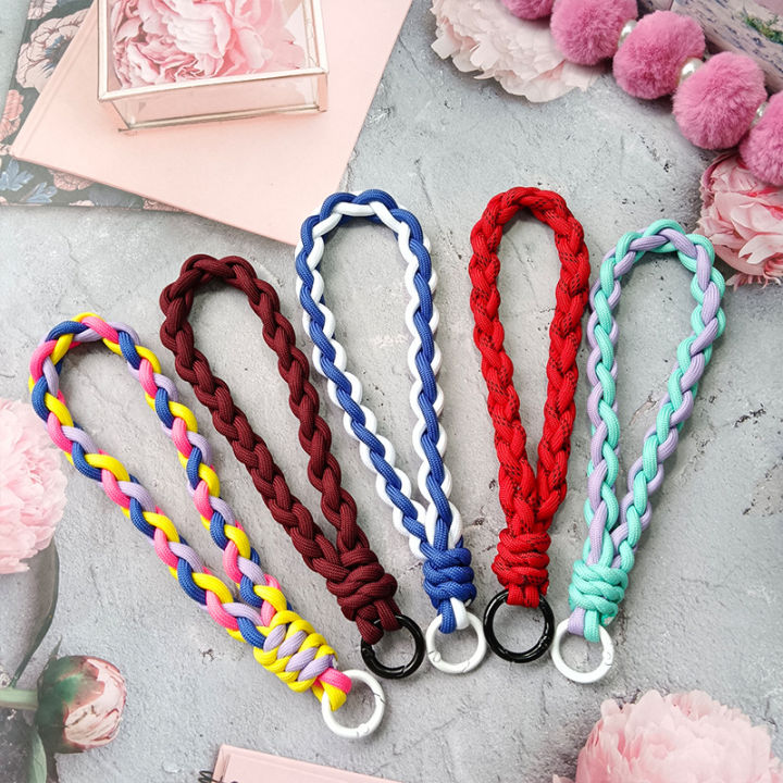 Color-blocking weaving mobile phone lanyard creative short braided ...