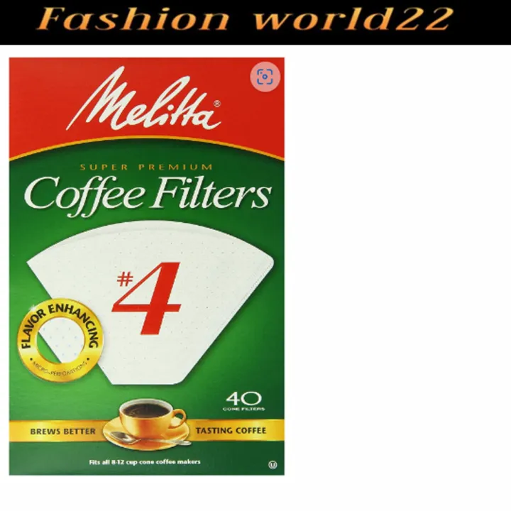 Melitta 4 Cone Coffee Filters, White, 40 Count (Pack of 1) 40Total ...