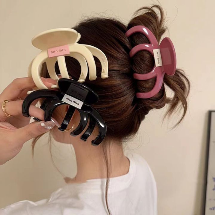 Large Bright Color Hair Clips Female Elegant Geometric Acrylic Hair ...