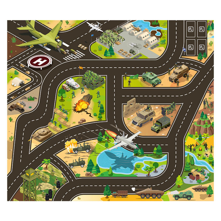 Non-Woven 80x70cm City Road Map Play Mat Foldable Waterproof ...
