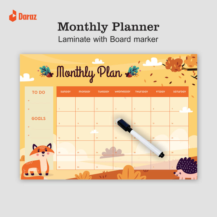 High quality monthly planners laminated planners with board marker ...