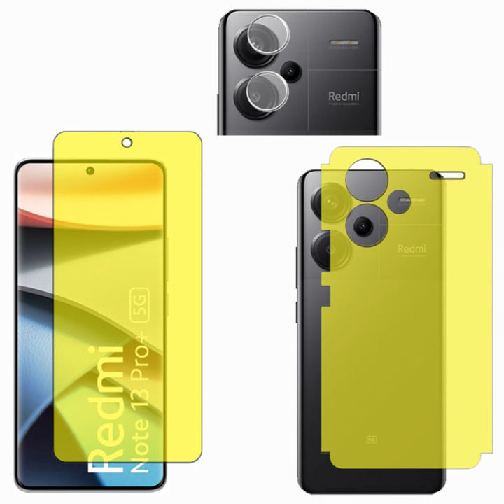 3 IN 1 Xiaomi Redmi Note 13 Pro Plus Front Jell Screen Protector + Back ...