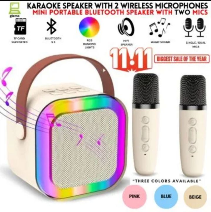 K12 Wireless Mic With Speaker - Single / Double RGB 7 Colour Dancing ...