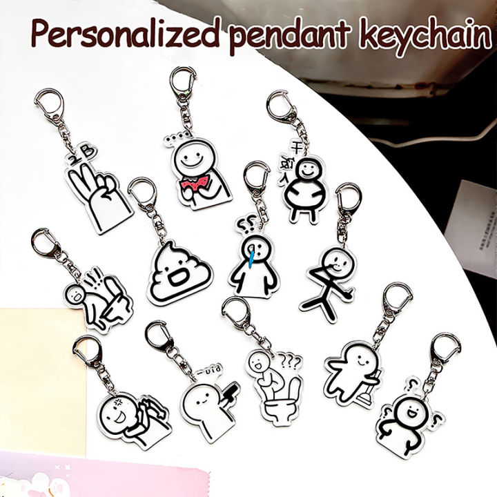 Funny Emoticons Matchstick Man Key Chain Portable Pendant Keychain ...