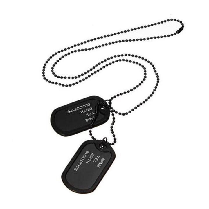 New LALA Men Black Army 2 Dog Tag Chain Pendant Necklace N045 | Daraz.pk
