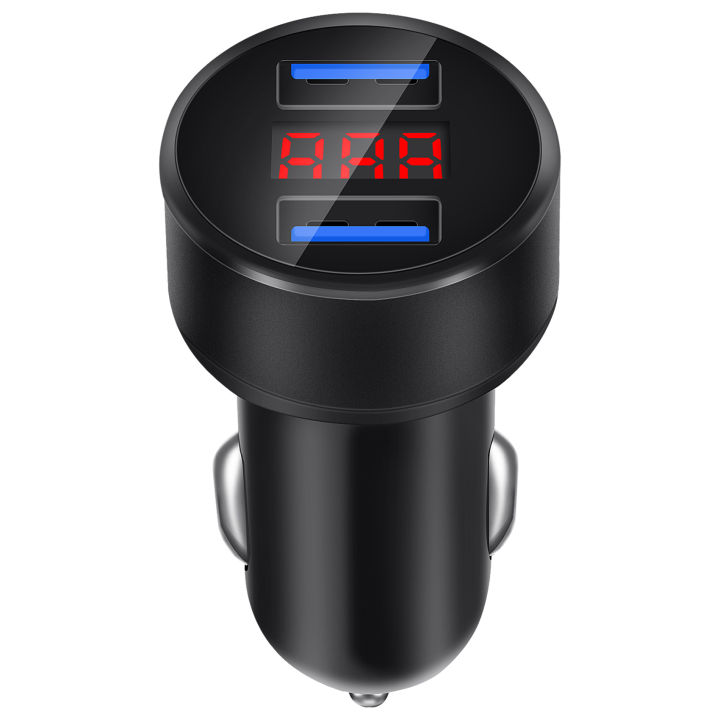 Dual USB Car Charger,Output 4.8A Car Adapter, Lighter Black | Daraz.pk
