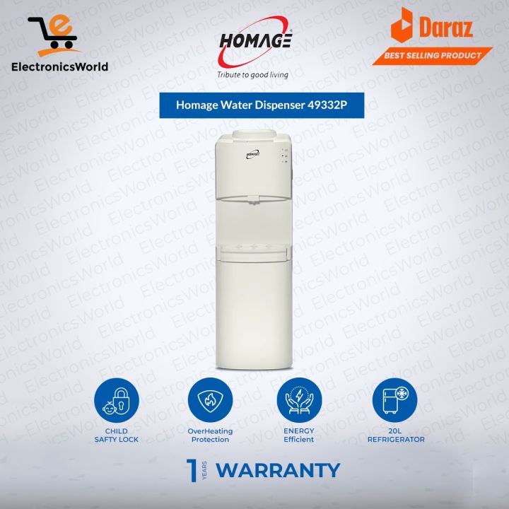 Homage Water Dispenser -HWD-49332P White- 3 Taps - Stainless steel ...