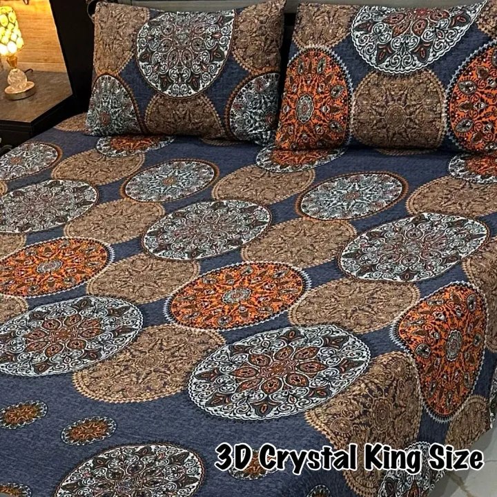 Double Bedsheet King Size Unique Color & Designs crystal cotton | Daraz.pk
