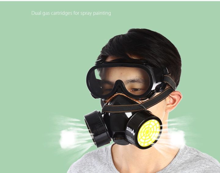 Chemical Respirator Mask (Double Filter)- Black 1 piece | Daraz.pk